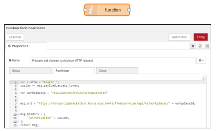 Step-by-Step on how to connect Node-Red to FORCE Bridge API